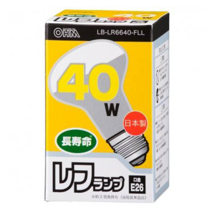 ■ メーカー従来品に比べ約2倍長持ちの長寿命タイプ■ 日本製[仕様]：■ 形式：RF110V40W■ ガラス球：RF62■ 口金：E26■ 本体寸法（約）：幅62×高さ101mm■ 本体質量（約）：30g■ 消費電力：40W
