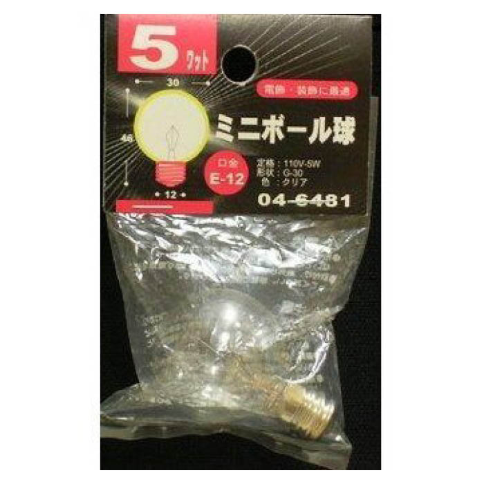 [仕様]：■ 定格：110V-5W■ 形状：G‐30■ 仕上：クリア■ 口金：E12■ サイズ：直径30×全高46mm