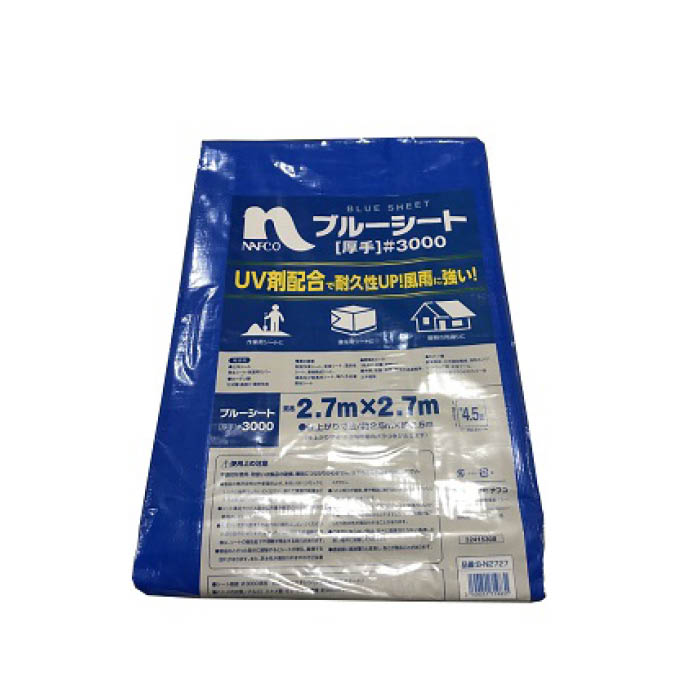 [特長]：■厚手生地にUV剤を配合したシート[用途]：■災害時の応急処置、園芸レジャーに [サイズ]:2.7m × 2.7m