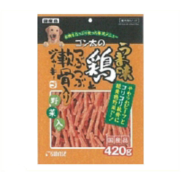 [特長]：■お肉をたっぷり使ったチキンジャーキーのおいしさと軟骨のコリコリした食感をダブルで味わう事ができる嗜好性の高いスナック。■やわらかく食べやすい細切りサイズにカット。■ビタミンや食物繊維を含んだ緑黄色野菜、乳酸菌入り。■国産。[原材...
