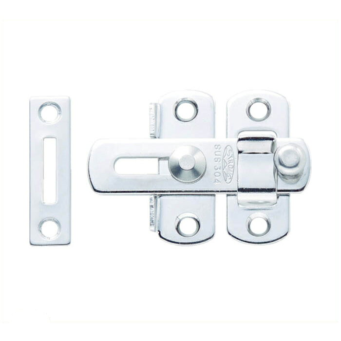 [特長]：■ラッチとしても使用できる便利な打掛金具です。[用途]：■開きドアの戸締り補強に。■扉やふた部分の止め金具に。[仕様]：■L（mm）：70■W（mm）：50■d（mm）：5.2■C1（mm）：37■袋入ねじ付[材質_仕上]：■ステ...