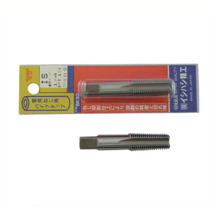 [特長]：■タングステン管用タップです。■耐密性を目的としたタップです。[用途]：■被削材：鉄・軽金属。[仕様]：■精度：JIS3級■呼び寸法：1/4■山数：19PT■ねじ長さ（mm）：28■全長（mm）：62■シャンク径（mm）：11■シ...