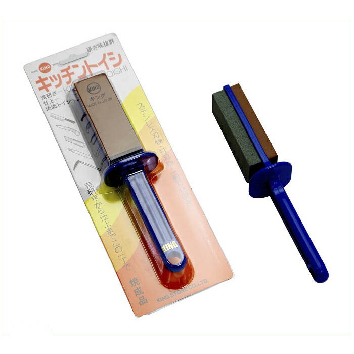 [特長]:■中研ぎ/中仕上のコンビ柄付砥石！■柄付のコンビ砥石は簡単な研ぎに非常に便利で、より安全に研ぎ作業を行えます■中研ぎで少量の刃欠け修正、面出しを行い、中仕上げで切れ味が復活します■特殊研材にて製作されていますので、品質は永久不変で...