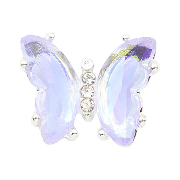 オーロラ　ブルー銀色に縁取りのされた、シンプルながら存在感のあるバタフライパーツです。カラーは8色ご用意しておりますので、デザインに合わせてお好きなカラーをお選び下さい。パーツを固定するジェルには、粘度の高いジェルグラフのマルチ3Dジェルや...