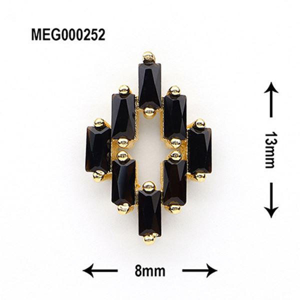 商品到着後レビューを書いて次回使える200円OFFクーポンGET！！ ブラック MEG00252 黒の長方形ストーンを組み合わせて空洞を十字架に見せたデコパーツ。原色ネイルに合わせるとミステリアスな雰囲気がUP。 2P 背面カーブあり 縦1...