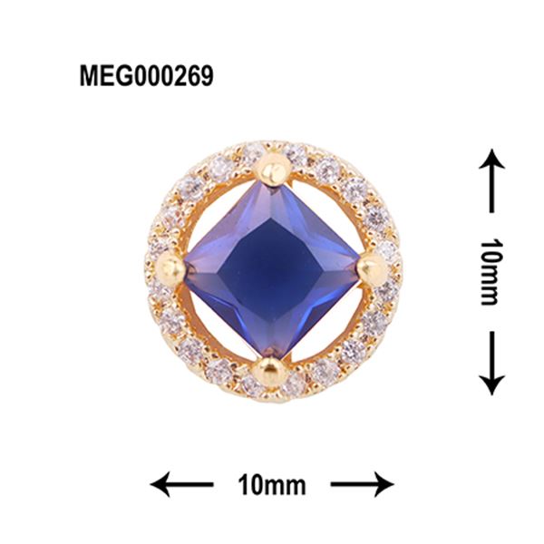 商品到着後レビューを書いて次回使える200円OFFクーポンGETブルー MEG000269吸い込まれていきそうな奥行きを感じるブルーのジュエリーストーン。外側はシルバーの輝きで寒色に統一しています。2P背面カーブあり縦10mm×横10mm