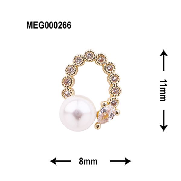 商品到着後レビューを書いて次回使える200円OFFクーポンGETMEG000266虹を描くようにビジューを配置し、ドロップとパールを1粒ずつ添えた雅びやかなパーツ。優しさとゆとりのある女性を演出。2P背面カーブあり縦11mm×横8mm