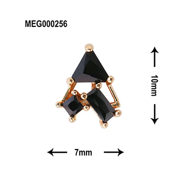 商品到着後レビューを書いて次回使える200円OFFクーポンGETブラック MEG000256三角・長方形・正方形のブラックストーンを独創的に配置したメタリックパーツ。難しく見える重ね付けデザインが簡単に実現。2P背面カーブあり縦10mm×横7mm