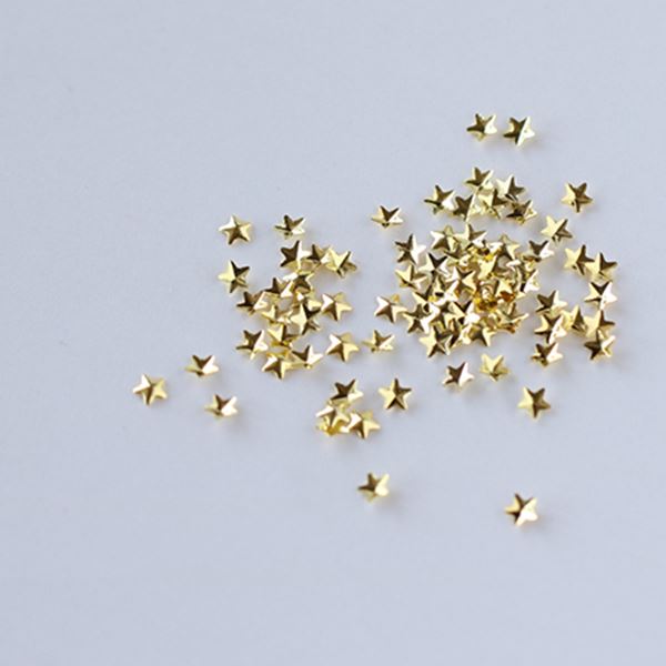 商品到着後レビューを書いて次回使える200円OFFクーポンGETゴールド　スター　3mmぷっくりタイプの星型スタッズ1個でも、何個か乗せても可愛いデザインに約80個