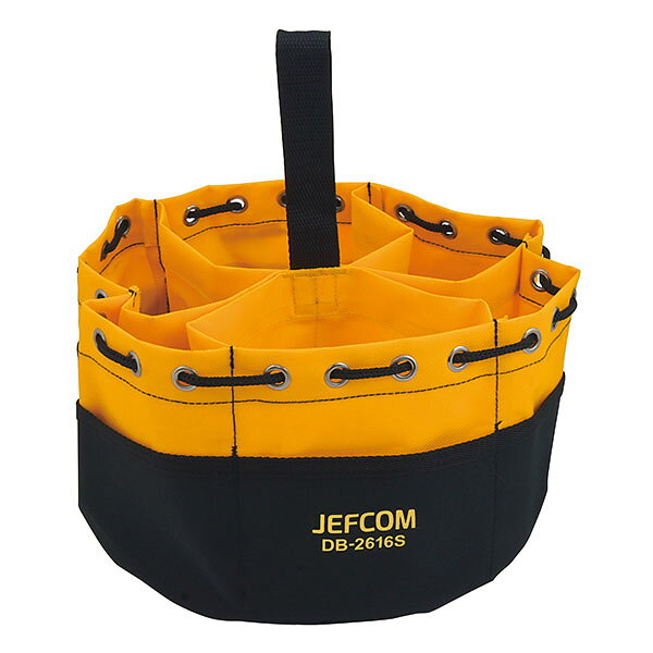 ※　商品詳細　※ メーカー ジェフコム（JEFCOM） 商品名 パラシュートバッグ 商品型番 DB-2616S 特徴 ●6つの仕切りで小分け収納●ネジ等を種類別に小分け●前面ポケット付(6個)●スプレー缶入れにも最適 仕様 用途 0 本体サ...