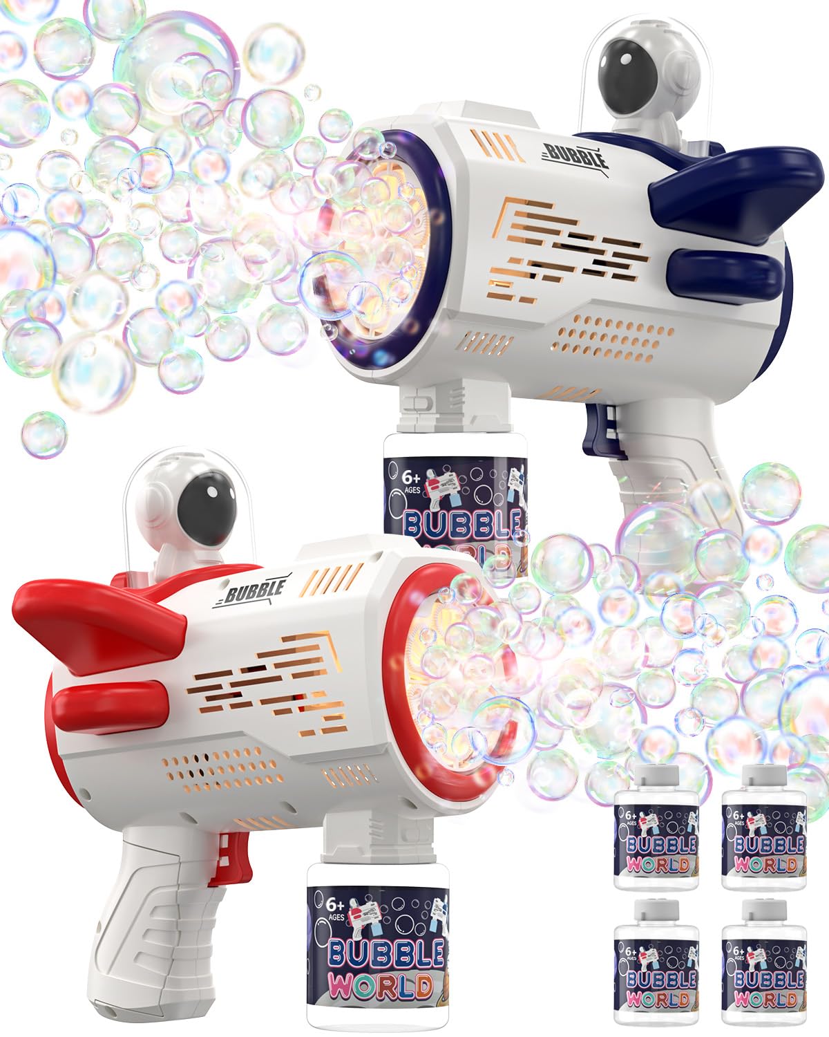 【新バージョン!6個特大泡穴のデザイン】この新バージョンの電動バブルガンは、6つの特大泡穴を備えており、大迫力で泡を噴射します。その驚きの高速噴射により、子供たちはワクワク感を味わいます。さらに、1分間に6000個もの泡を生成する能力を持っ...