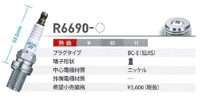 【ストックNo】5562【端子形状】一体形【熱価】9番【六角対辺（Hex）】16mm【ネジ径】14Φ【ネジ長】19mm【プラグタイプ】BC-E【発火部形状】セミ沿面【中心電極素材】ニッケル/【外側電極素材】−※適合詳細はメーカーホームページ...