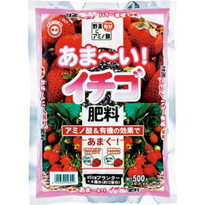 【仕様】 ・内容量：500g 【商品特長】 ・アミノ酸と有機質肥料の効果で甘いイチゴが育ちます。 ・ケイ酸、カルシウムが病害虫に強い体を作ります。 ・有機質肥料の土壌改良効果でイチゴが元気に育つ 　やわらかな土を作ります。