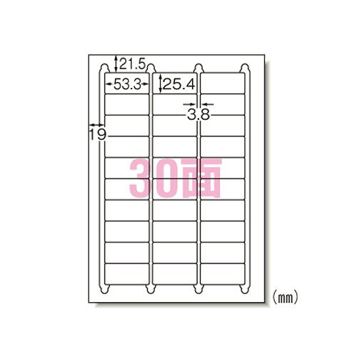 エーワン A-ONE 29192 ラベルシール マット紙・白 A4 30面 四辺余白付 角丸 ◆入数:100シート(3,000片) ◆シートサイズ:A4判 (210×297mm) ◆一片サイズ:53.3mm×25.4mm ◆面付:30面 3...