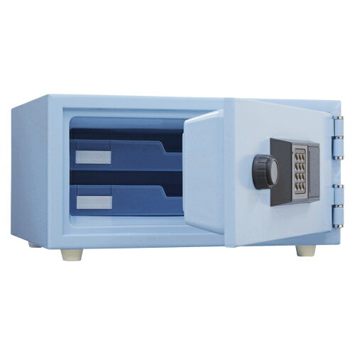 耐火金庫 おしゃれ金庫 テンキー式 A4収納可 セーフティボックス スカイブルー コンパクトなテンキー式耐火金庫。A4収納可。1時間耐火性能試験合格。お好きな暗証番号を登録し、解錠できるテンキー式キーレスタイプの耐火金庫セーフティボックス。...