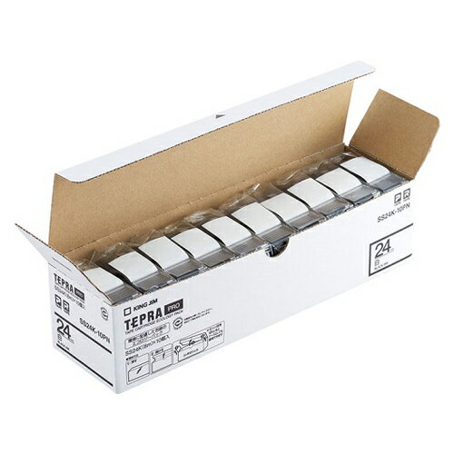 【キングジム】「テプラ」PRO　SRシリーズ専用テープカートリッジ　エコパック　8m10巻入テプラPROテープ SS24K-10PN エコパック白ラベル10個 1巻8m24mm幅本体色(軸色)：白　黒文字【キングジム】「テプラ」PRO　SR...
