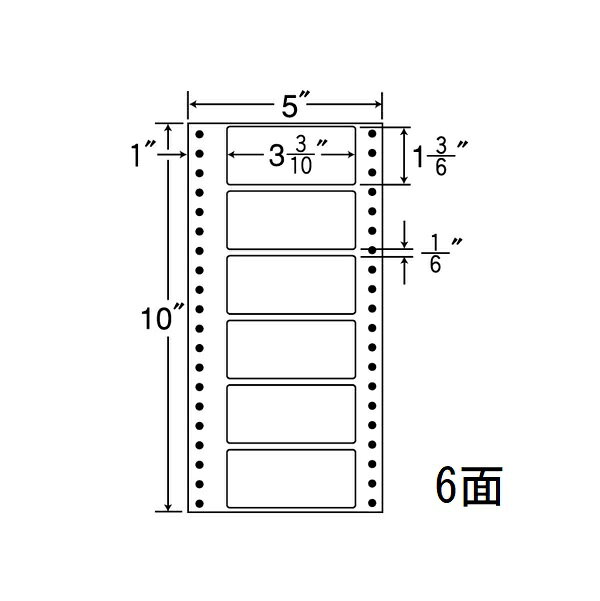 ナナラベル MM5P ナナフォームM 6面1×6 1000シートシートサイズ:5"×10"(127mm×254mm)ラベルサイズ:3 3/10"×1 3/6"(84mm×38mm)面付:6面×1面 6面対応プリンタ:ドットプリンタ入数:10...