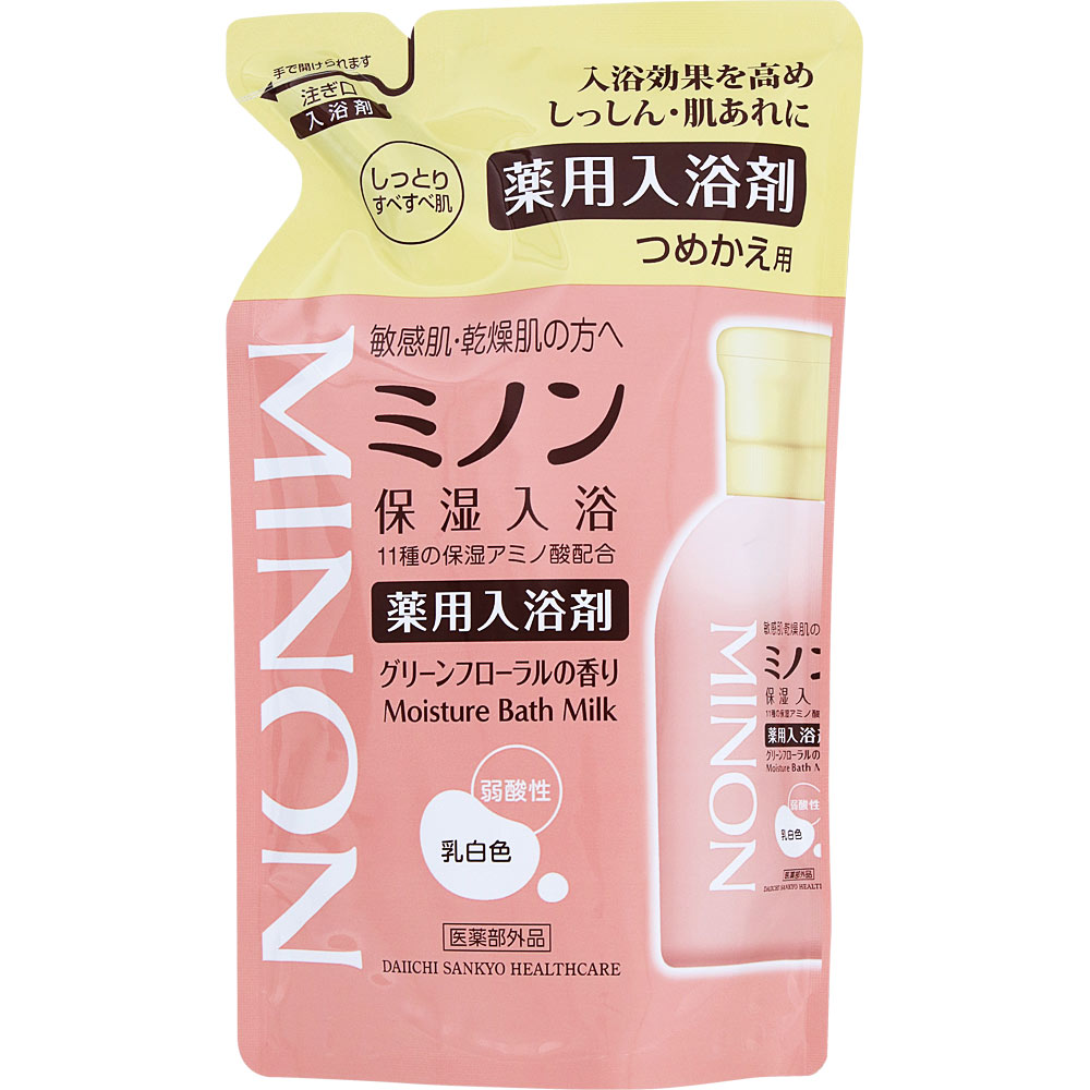 製品仕様商品名 ミノン薬用保湿入浴剤(つめかえ用）商品特長敏感肌・全身カサカサ、白い粉をふくような乾燥にお悩みの方へ,まるでお湯に溶けるクリームのような保湿入浴剤で、しっとり肌。肌あたりのやさしい乳白の湯が、カサついた肌にうるおいを与え、し...