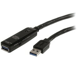 コンピュータからUSB 3.0機器までの距離を5m延長完全シールド加工でエラーのない接続を実現 ドライバが不要なプラグアンドプレイ式インストール USBバスパワー対応 外付けユニバーサルACアダプタ付属 延長ケーブルとUSBポート接続の状態...