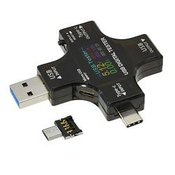 USBテスターマルチタイプ◇USBテスターマルチタイプ ◇USB/Type-C/microUSBQC2/QC3/PDに対応 ◇接続した機器の消費電力(電圧/電流)を測定できます。 電圧の計測範囲：3.6〜32V 電流の計測範囲：0〜5A 容...
