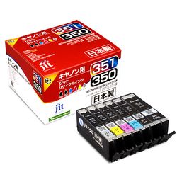 Canon BCI-350+351/6MP 6色マルチパック(標準)対応 ジットリサイクルインクカートリッジ JIT-AC3503516P使い捨てていたインクカートリッジを再使用。キヤノン　BCI-351+350/6MP対応　再生インクカー...