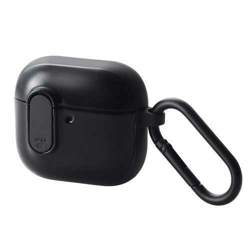 対応機種：AirPods (第4世代)、アクティブノイズキャンセリング搭載AirPods (第4世代) ■セット内容：ケース本体×1、カラビナ×1、両面テープ ■AirPods 4 ケース 用 耐衝撃 衝撃吸収 フタ開閉ロック機能 ブラック...