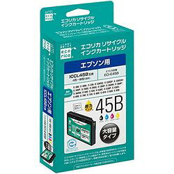 ICCL45互換 エコリカ リサイクルインク エプソン カラー4色一体型染料インク(ブラック、シアン、マゼンタ、イエロー) 1個環境配慮事項：エコリカ リサイクルインク対応カートリッジ:ICCL45B 4色一体型 対応機種:E-300/E-...
