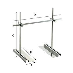 　ヒータースタンド（角型） (1セット)。ウォータバス・オイルバス・ホットプレートなどの四角形の物の固定ができます。スタンドの上に器具を載せるので転倒なども防ぐことができ省スペースでどこにでも設置することができます。支柱の位置・本数を使用目...