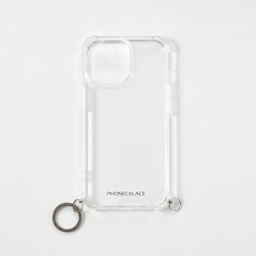 PHONECKLACE ストラップ用リング付きクリアケース　for iPhone 15 Pro　ガンブラックチャームPHONECKLACE「ストラップ用リング付きクリアケース」はチャーム付きで、ストラップやキーチェーンなどの取り付けに適した...
