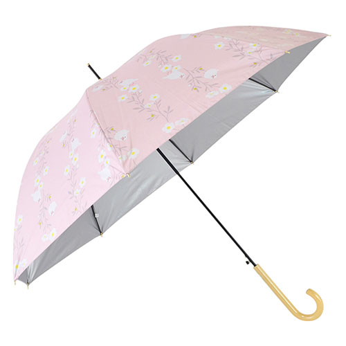 紫外線遮蔽率/遮光率に優れる(※)裏シルバーコーティング生地を使用した、全天候対応のワンタッチジャンプ傘。人気のふくふくとした白文鳥さん×白いお花の総柄プリントの雨晴兼用傘です。ところどころの花の実の※こちらは【取り寄せ商品】です。必ず商品...