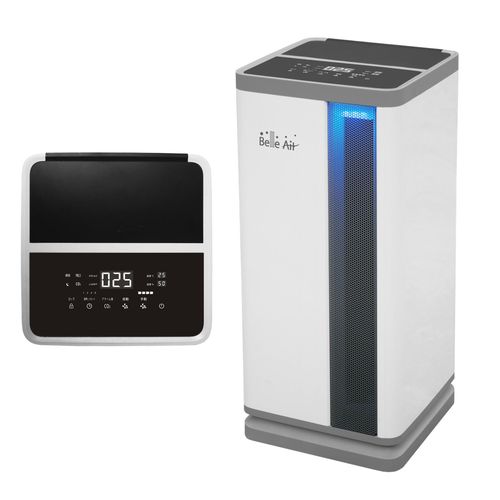 　洗える静電気フィルタ搭載。HEPAフィルタ（不織布フィルタ）を超えるウイルス除去率99.99%の空気清浄機。ダブルセンサー（Co2センサー、PM2.5センサー）搭載。最大43畳対応