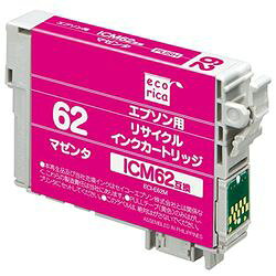 ICM62互換 エコリカ リサイクルインク エプソン マゼンタその他：エコリカ リサイクルインク対応カートリッジ:EPSON ICM62 マゼンタ 対応 対応機種:PX-203 / PX-503A / PX-603F / 204/205/5...