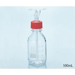 　ねじ口洗浄びん フィルター付 1000mL (1個)。材質：DURAN（R）（硼珪酸ガラス）、キャップ／PBT（ポリブチレンテレフタレート）、パッキン／テフロン（R）（PTFE）ISO ねじGL-45ゴム止め外径：φ8mm一目盛：100m...