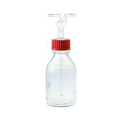 　ねじ口洗浄びん フィルター付 500mL (1個)。材質：DURAN（R）（硼珪酸ガラス）、キャップ／PBT（ポリブチレンテレフタレート）、パッキン／テフロン（R）（PTFE）ISO ねじGL-45ゴム止め外径：φ8mm一目盛：100mL...