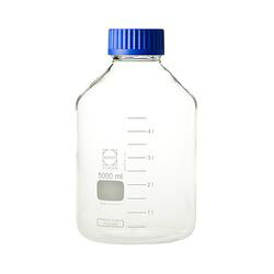 大口径で試料の出し入れ・洗浄が容易です。広口ねじ口瓶 デュラン（R） 5000mL (1本)。大口径で試料の出し入れ・洗浄が容易です。材質：DURAN(R)（硼珪酸ガラス-1）キャップ材質：PP（ポリプロピレン）ネジ口規格：GLS-80キャ...