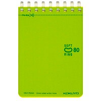 文具 ＞ ノート ＞ リングノート。ポケットに入れてもひっかからないリング書くときにリングが気になりにくいソフトリングノートの携帯に便利なミニサイズのメモ。◆材質：表紙：表・色透明PP、裏・板紙、中紙：上質紙◆本体サイズ：横76×縦105m...