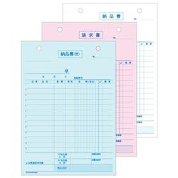 軽減税率制度に対応した、インボイスタイプの納品書です。●サイズ/B6タテ 128×182mm●入数/100セット●複写枚数/3●項目名/1枚目：納品書(控) 2枚目：請求書 3枚目：納品書●ファイル穴/2穴●ファイル穴間隔/80mm