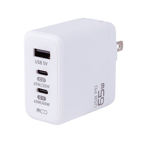USB PD65W対応でノートPCもしっかり充電できます。 Type-C端子2ポート搭載で2台同時に高速充電可能。従来の機器も充電可能なUSB-A端子搭載。スマートフォンの超高速充電可能な4.5A PUSB PD65W対応でノートPCもしっ...