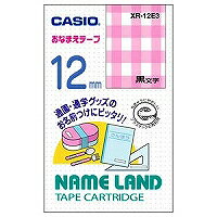 [対応機種]ネームランド。ネームランドテープ12ミリ お名前用ピンクのチェック柄テープ 文字は黒文字 テープの長さは4m検索キーワード:CASIO XR12E3 [対応機種]ネームランド。