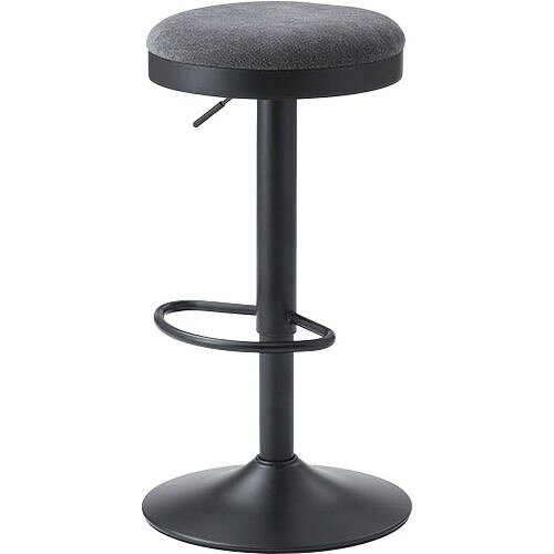 サイズ(cm)：W38×D38×H62~84。カラー：ダークグレー。マットな質感のブラックスチールがクールな雰囲気を演出する、シンプルデザインのカウンタースツール。360度どこからでも座れるラウンドタイプで、座面は回転式で昇降可能な、機能性...