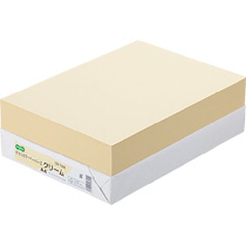 森林認証紙を使用し、環境負荷の低減に努めたカラーペーパーです。AEC-CRA4B。コピー用紙 ＞ カラーペーパー ＞ ＞ 。●500枚入の通常包装、A4 クリームのカラーペーパーです。