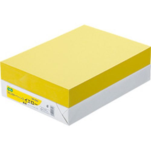 森林認証紙を使用し、環境負荷の低減に努めたカラーペーパーです。AEC-YEA4B。コピー用紙 ＞ カラーペーパー ＞ ＞ 。●500枚入の通常包装、A4 イエローのカラーペーパーです。