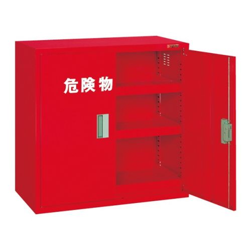危険物保管ロッカー (1台)危険物保管ロッカー (1台)。材質：スチール（溶剤塗装）通気孔付棚板寸法：W845×D400×H48mmセット内容(付属品)：棚板3枚付(30mmピッチで調整可能)サイズ：900×450×880mm内寸：850×...