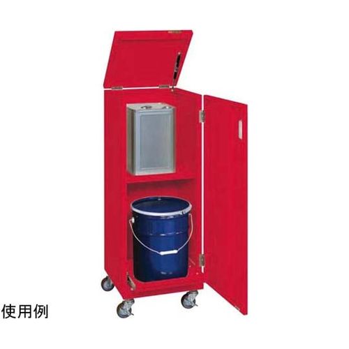 安心・安全の鍵を標準装備しました。扉・上蓋を同時に施錠できます。一斗缶保管庫（一斗缶・ペール缶兼用タイプ・移動式）KUシリーズ 425×415×1155mm レッド (1台)。安心・安全の鍵を標準装備しました。扉・上蓋を同時に施錠できます。...