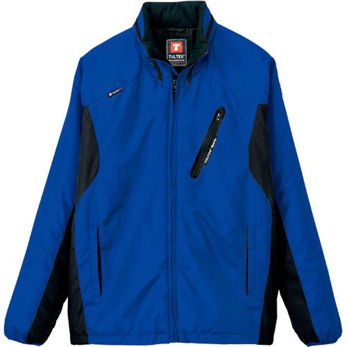 軽防寒フードインジャケット。AZ-10304-006-SS。衣料・生活用品 ＞ 衣料・ユニフォーム ＞ 作業服 ＞ ブルゾン・ジャンパー。●ロイヤルブルー×ブラックのSSサイズ、スポーティデザインのフードイン中綿ジャケット。●撥水、軽量、保温。