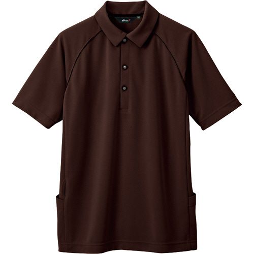 前かがみが多い作業に便利なバックサイドポケット付ポロシャツ。AZ-7663-022-M。衣料・生活用品 ＞ 衣料・ユニフォーム ＞ 医療／介護スタッフ向けユニフォーム ＞ その他医療／介護スタッフ向けユニフォーム。●男性向けMサイズ、色はブ...