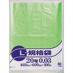 文具 ＞ 事務用品 ＞ 店舗用品。透明度が高い為、中身が判別しやすいポリエチレン袋ですL規格袋0．03ポリ袋◆入数：100枚。本体色・柄：。本体重量：15g。