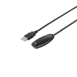 離れたパソコンとプリンター・HDDをつなぐ、最大延長20mを可能にするUSB2.0リピーターケーブル離れたパソコンとプリンター・HDDをつなぐ、USB2.0リピーターケーブル。480Mbpsの高速伝送対応。ドライバー不要