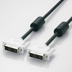 パソコンとデジタル対応ディスプレイを接続する、DVIシングルリンクケーブル。DVI-D出力端子を装備したパソコンと、DVI-D入力端子を装備したデジタル対応のディスプレイを接続するケーブルです。WUXGA(解像度:1920dpi×1200d...