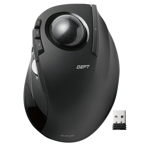 　人差し指操作タイプのワイヤレストラックボール「DEFT」です。左右ボタン、「進む・戻る」ボタンに加え、チルトホイール、3つの機能割り当てボタンの8ボタンを搭載しています。検索キーワード:ELECOM | えれこむ | マウス | MDT1...